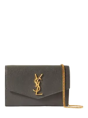 Saint Laurent SAINT LAURENT Uptown Textured-Leather Shoulder Bag Gray