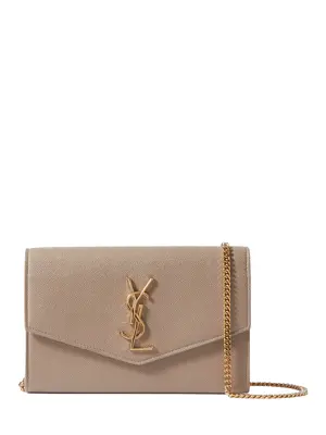 Saint Laurent SAINT LAURENT Uptown Textured-Leather Shoulder Bag Neutrals
