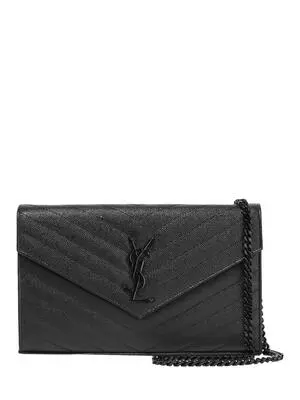 Saint Laurent Cassandre Chain Wallet - Black