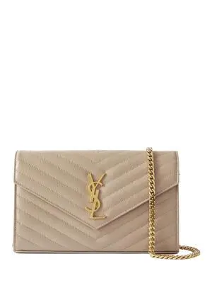 Saint Laurent Cassandre Chain Wallet - Neutrals