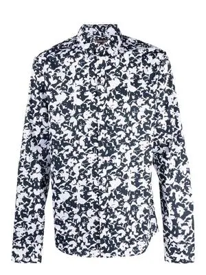 Michael Kors Floral-print Button-up Shirt - Black