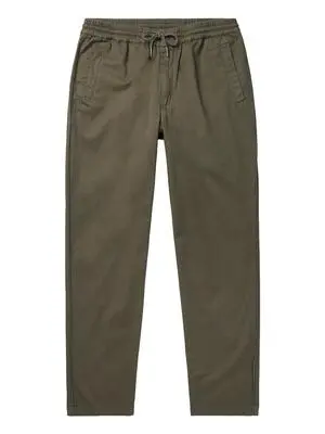 Folk Tapered Cotton-twill Trousers - Green