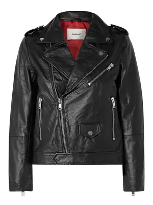 DEADWOOD Net Sustain River Leather Biker Jacket - Black