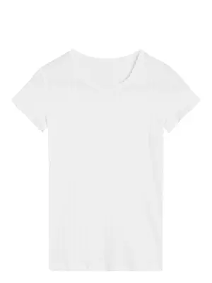 LESET Pointelle-knit Cotton-jersey T-shirt - White