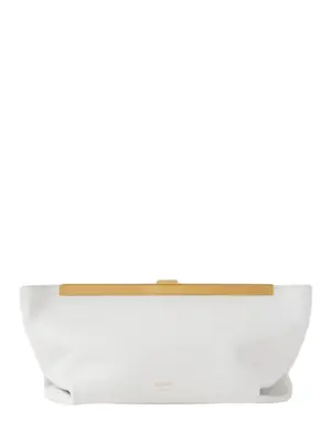 Khaite Aimee Leather Clutch Cream