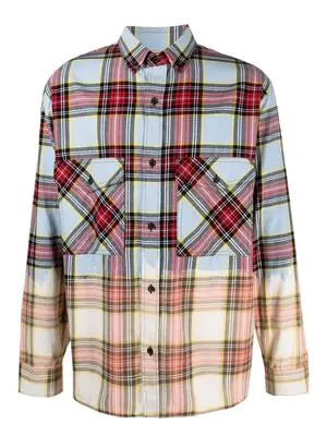 COUNTY OF MILAN Dyed-effect Check Shirt - Red