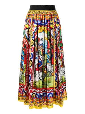 Dolce & Gabbana Dolce & Gabbana Carretto-Print Twill Midi Skirt Multicolour