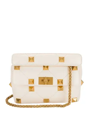 Valentino Garavani Valentino Garavani Medium Roman Stud Shoulder Bag Ivory