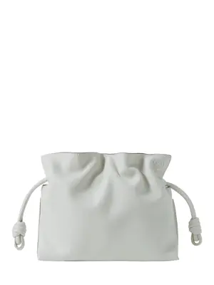 Loewe LOEWE Flamenco Mini Leather Clutch Off-white