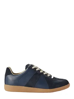 MAISON MARGIELA Maison Margiela Replica Leather And Suede Sneakers Navy