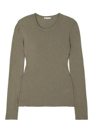 JAMES PERSE James Perse Slub Cotton-jersey Long-Sleeve Top Green