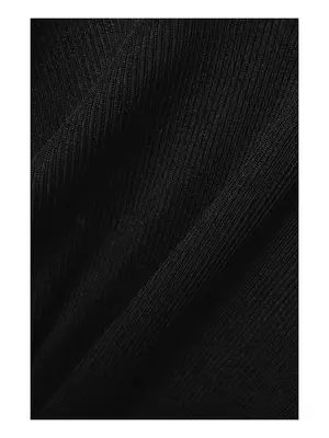 Saint Laurent SAINT LAURENT Ribbed Silk Turtleneck Top Gray