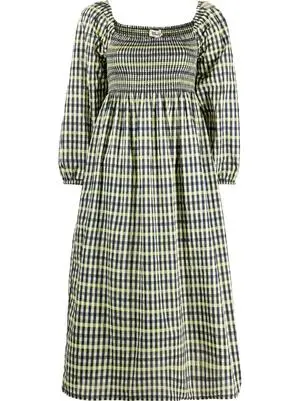 Baum Und Pferdgarten Aquina Checked Midi Dress - Yellow