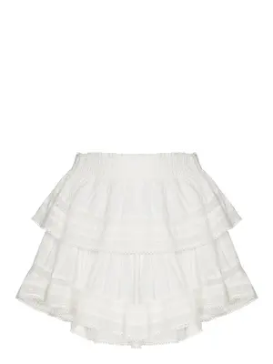 LoveShackFancy Lace-trimmed Cotton Miniskirt - White