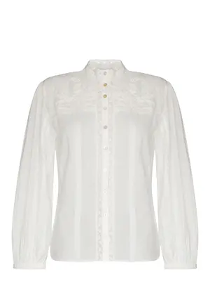 LoveShackFancy Ronda Floral-embroidery Blouse - White