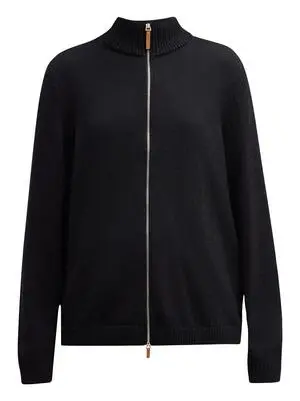 Lafayette 148 New York Cotton-silk Fitted Bomber Sweater - Black