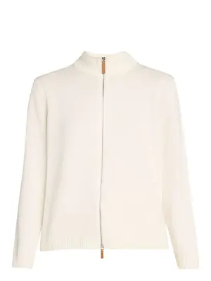 Lafayette 148 New York Lafayette 148 New York Cotton-Silk Fitted Bomber Sweater Cloud