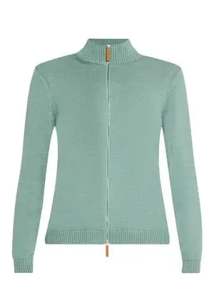 Lafayette 148 New York Lafayette 148 New York Cotton-Silk Fitted Bomber Sweater Grnblu