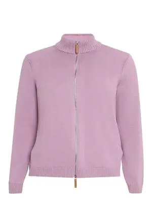 Lafayette 148 New York Lafayette 148 New York Cotton-Silk Fitted Bomber Sweater Lavender