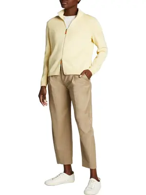 Lafayette 148 New York Lafayette 148 New York Cotton-Silk Fitted Bomber Sweater Light Yellow
