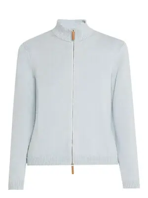 Lafayette 148 New York Lafayette 148 New York Cotton-Silk Fitted Bomber Sweater Sky