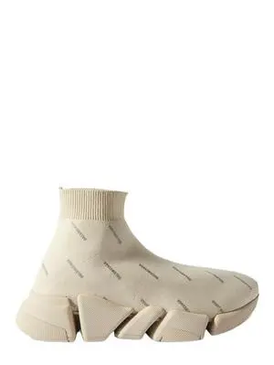 Balenciaga Balenciaga Speed 2.0 Logo High-Top Sneakers Neutrals
