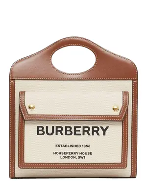 Burberry Burberry Mini Pocket Tote Bag Canvas And Leather Neutrals