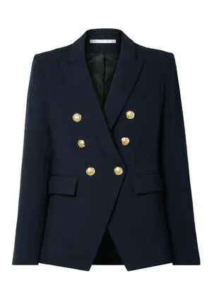 Veronica Beard Miller Dickey Double-breasted Grain De Poudre Blazer - Blue
