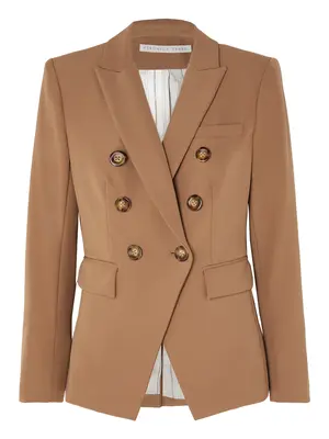 Veronica Beard Veronica Beard Miller Dickey Double-Breasted Grain De Poudre Blazer Brown