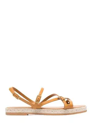 TOD'S Strappy Raffia Sole Sandals - Brown