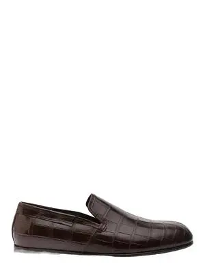 Dolce & Gabbana Crocodile-embossed Leather Loafers - Brown