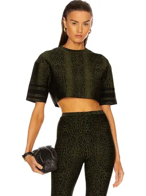 Alaïa Animalier Top - Noir & Vert