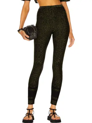 Alaïa Animalier Legging In Green - Noir & Vert