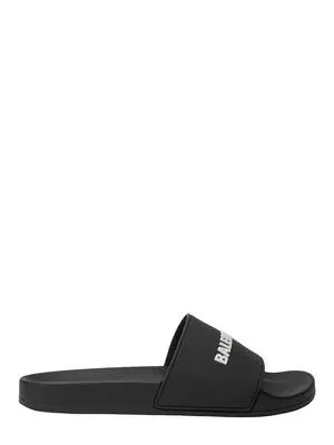 Balenciaga Logo Rubber Slides - Black