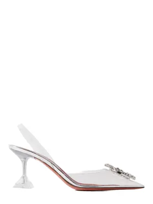 Amina Muaddi Begum Crystal-embellished Slingback Pumps - Neutrals
