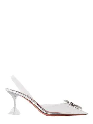 Amina Muaddi Begum Crystal-embellished Slingback Pumps - Neutrals