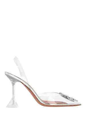 Amina Muaddi Begum Crystal-embellished Slingback Pumps - Silver