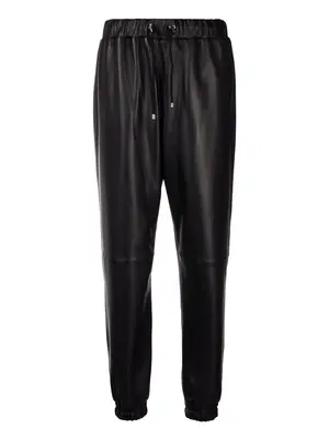 Philipp Plein Leather Track Pants - Black