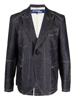 Junya Watanabe Contrast-stitched Denim Jacket - Blue