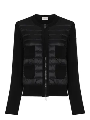 Moncler Padded-panel Knitted Cardigan - Black