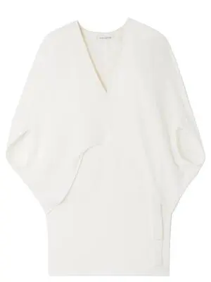 Halston Cape Effect Draped Crepe Mini Dress - Neutrals