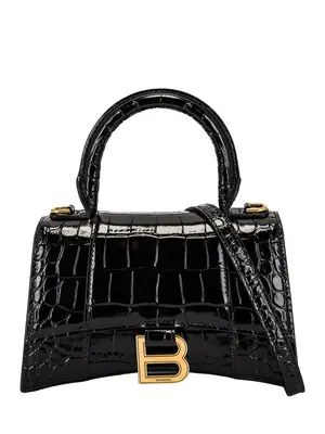 Balenciaga Xs Hourglass Top Handle Bag - Black