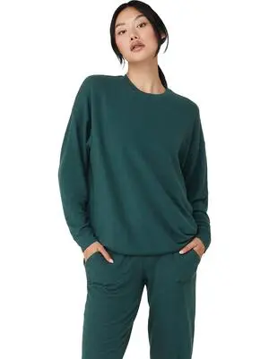 Alo Yoga Soho Pullover Top Midnight Green