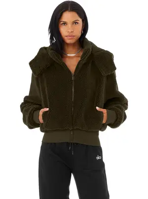 Alo Yoga Foxy Sherpa Jacket Dark Olive