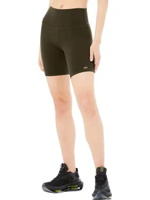 Alo Yoga 7" High-Waist Biker Short Dark Olive
