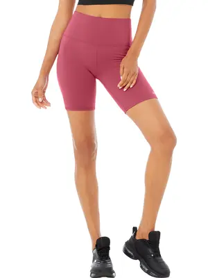 Alo Yoga 7" High-Waist Biker Short Raspberry Sorbet