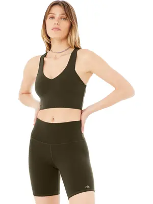 Alo Yoga Airbrush Real Bra Tank Top Dark Olive