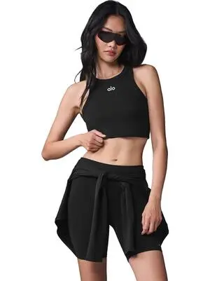 Alo Yoga Aspire Ribbed Cropped Tank Top Black/white