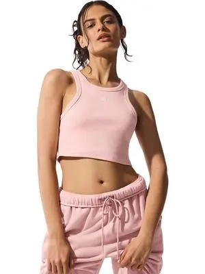 Alo Yoga Aspire Ribbed Cropped Tank Top Pink Quartz/white