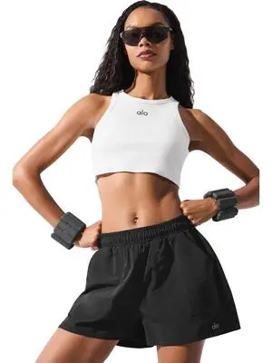 Alo Yoga Aspire Ribbed Cropped Tank Top White/black